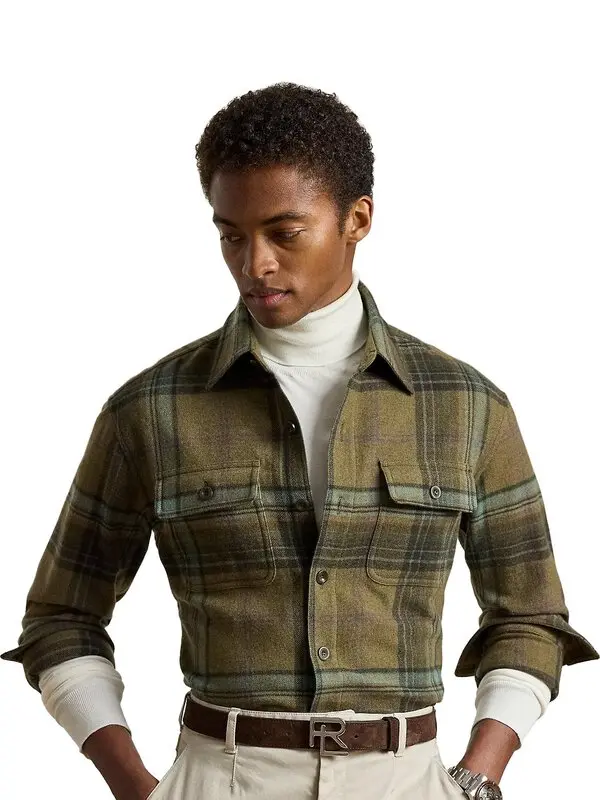 Ralph Lauren Plaid Wool-cashmere Twill Shirt - Artichoke Multi Plaid
