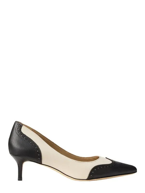 Ralph Lauren Adrienne Perforated Leather Pumps - Soft White/black