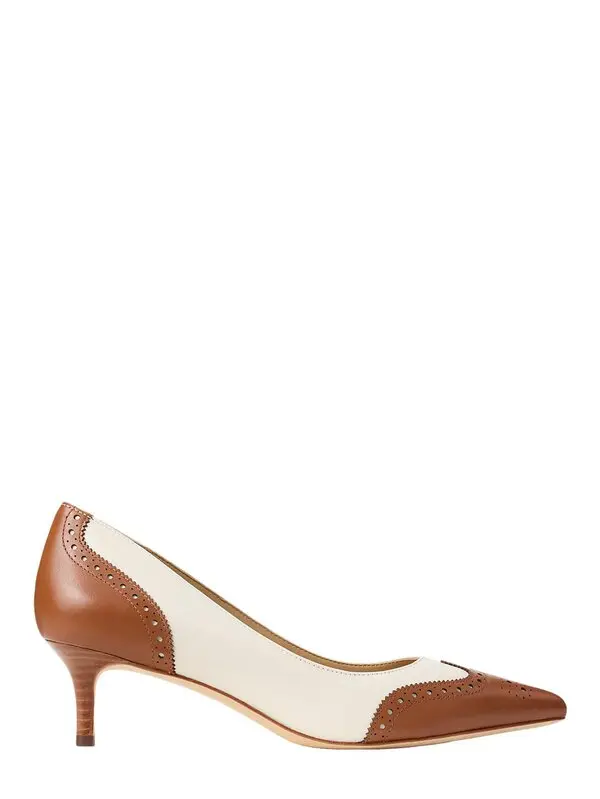 Ralph Lauren Adrienne Perforated Leather Pumps - Soft White/lauren Tan