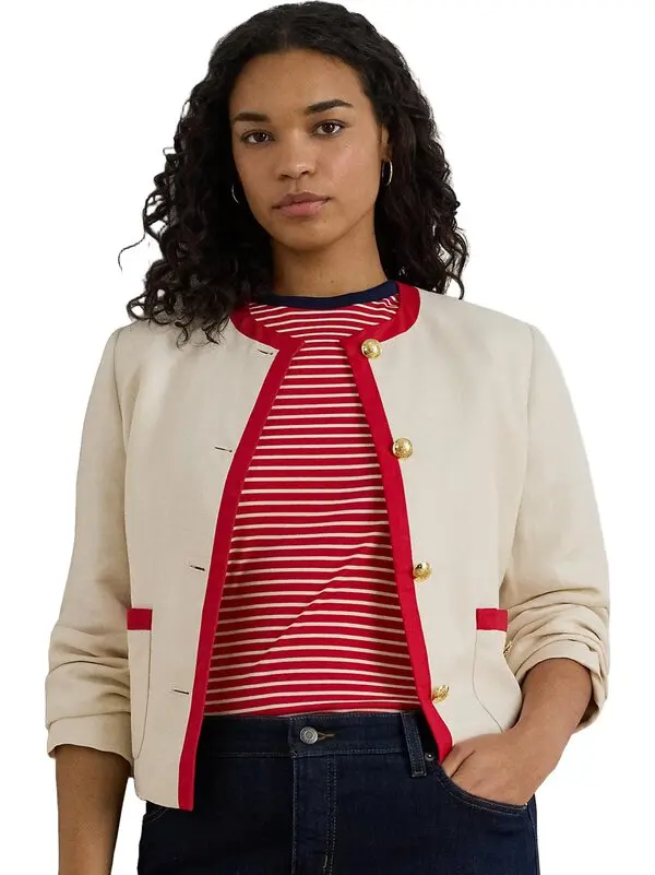 Ralph Lauren Linen-blend Twill Blazer - Mascarpone Cream/red