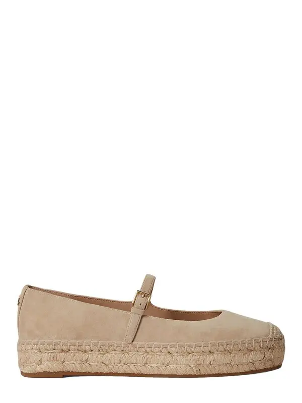 Ralph Lauren Luize Suede Mary Jane Espadrille - Birch Tan