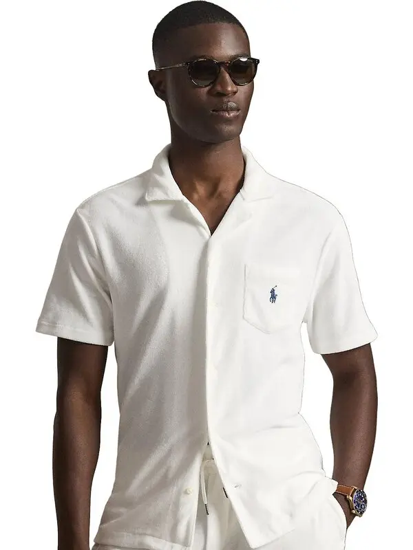 Ralph Lauren Custom Slim Fit Terry Camp Shirt - White