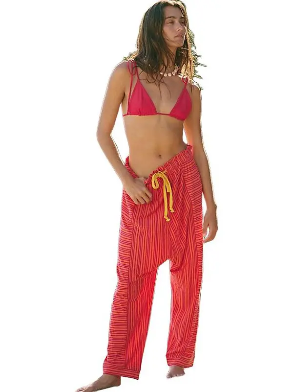 Free People Holten Cotton-jersey Harem Pants - Tangerine Combo