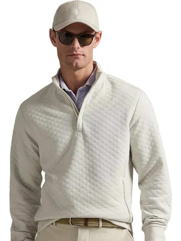 Ralph Lauren Quilted Double-knit Half-zip Pullover - Stone Pebble