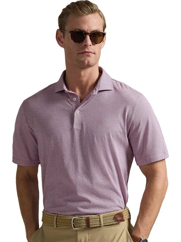 Ralph Lauren Classic Fit Geometric Jersey Polo Shirt - Dalia Pink Cambridge Rose