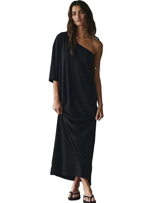 Free People Saltaire Cotton-jersey Maxi Dress - Black