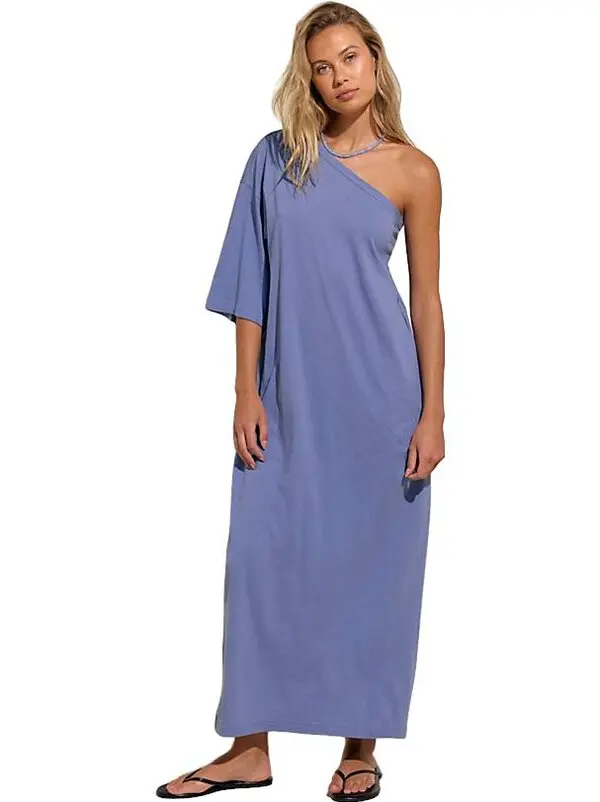 Free People Cotton-jersey One-shoulder Maxi Dress - Rainfall