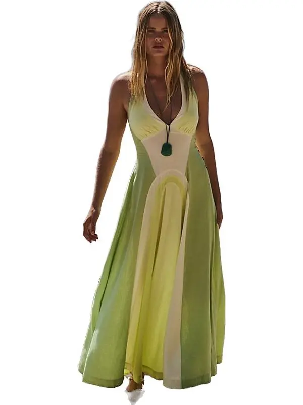 Free People Tropic Pop Maxi Dress - Sunny Lime Combo