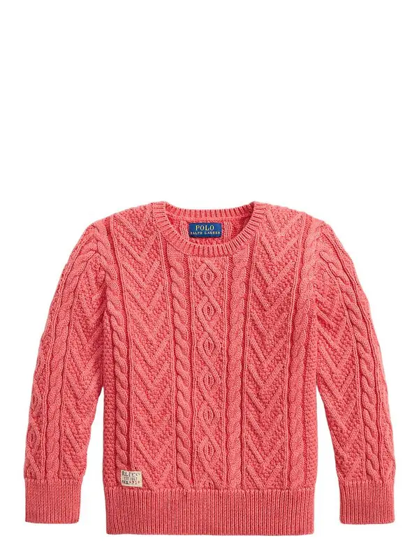 Ralph Lauren Aran-knit Cotton Sweater - Red Heather