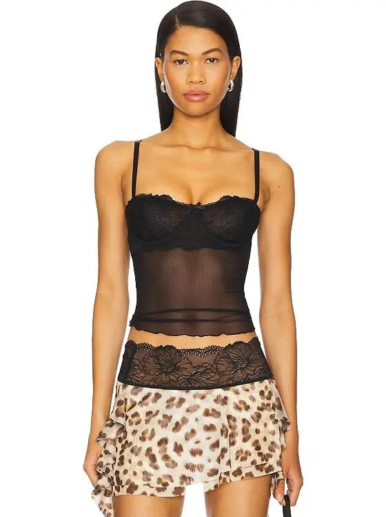 I.AM.GIA Silo Top With Lace Bustier And Bow Detail - Black