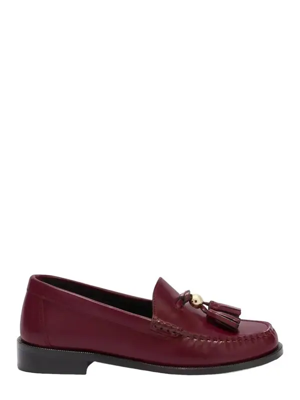 Furla Tassel Brushed Leather Loafers - Red
