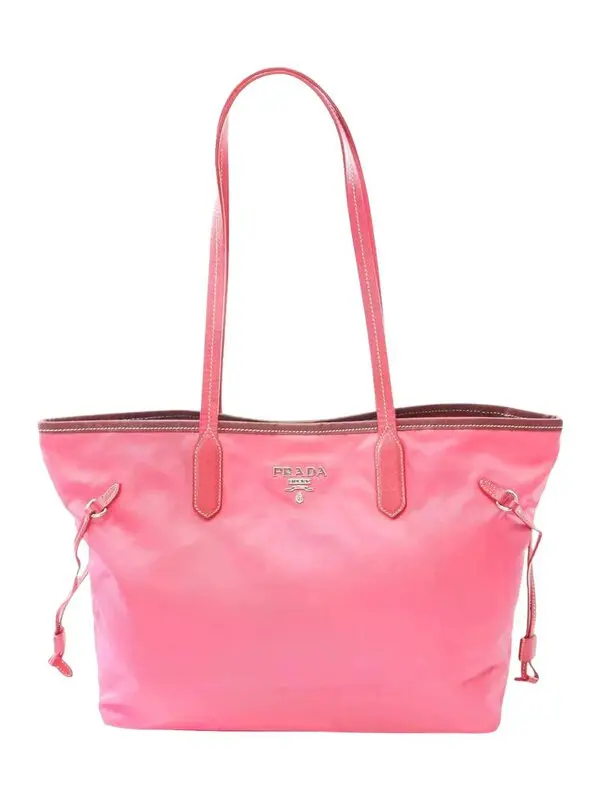 Prada Saffiano Trimmed Tessuto Open Convertible Tote Bag - Pink