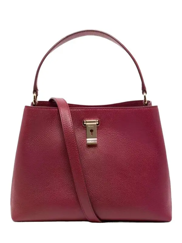 Bally Grained-leather Shoulder Bag With Lock - Red