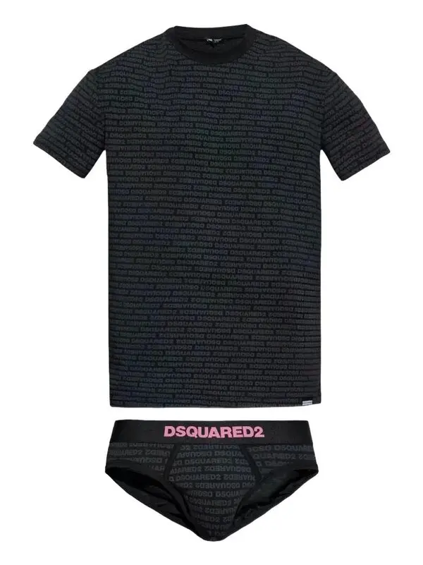 Dsquared2 Logo-print T-shirt And Boxers Set - Black