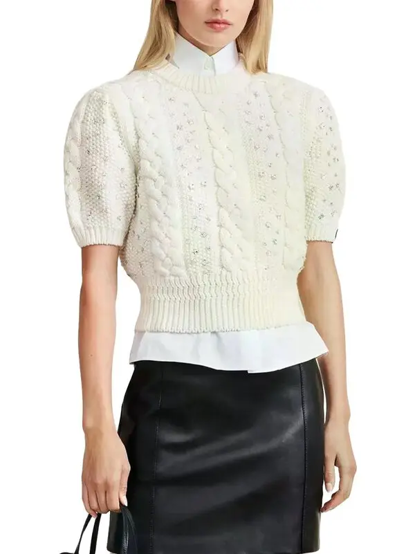 Bally Cable-knit Rhinestone Sweater - White