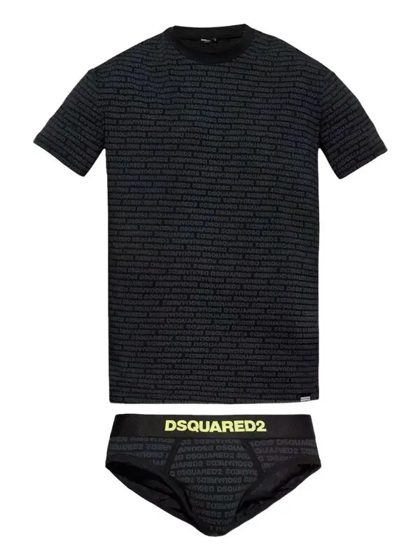 Dsquared2 Logo-print T-shirt And Briefs Set - Black