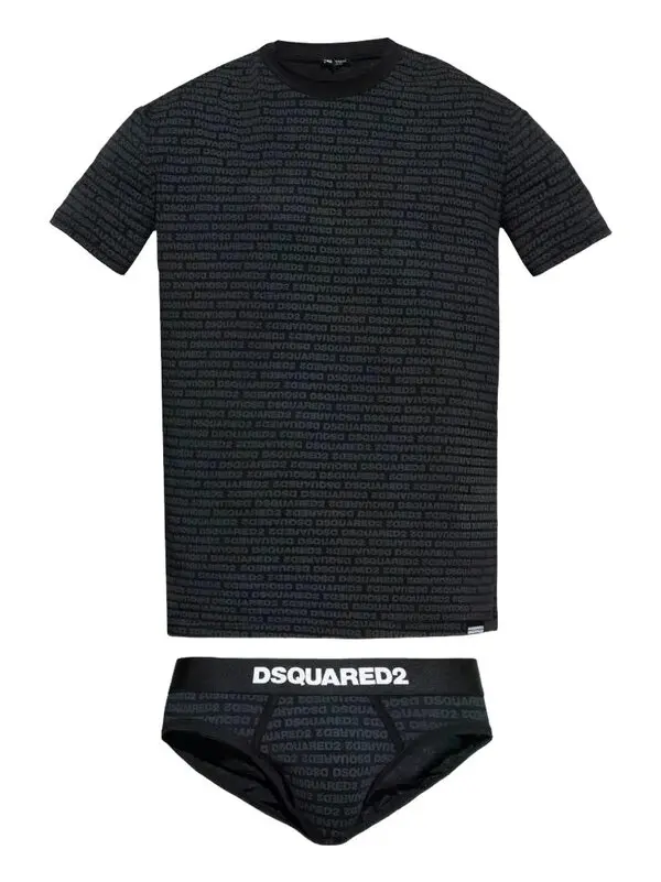 Dsquared2 Logo-print Lounge T-shirt And Briefs Set - Black
