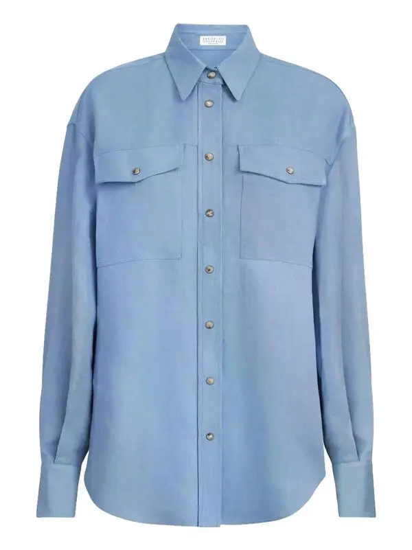 Brunello Cucinelli Viscose And Linen Fluid Twill Shirt - Blue