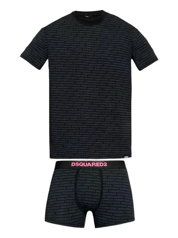 Dsquared2 Logo-print Lounge T-shirt And Boxers Set - Black