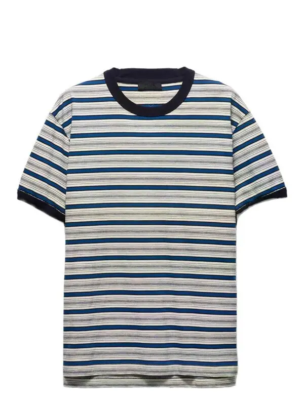 Prada Striped Cotton T-shirt - Neutrals