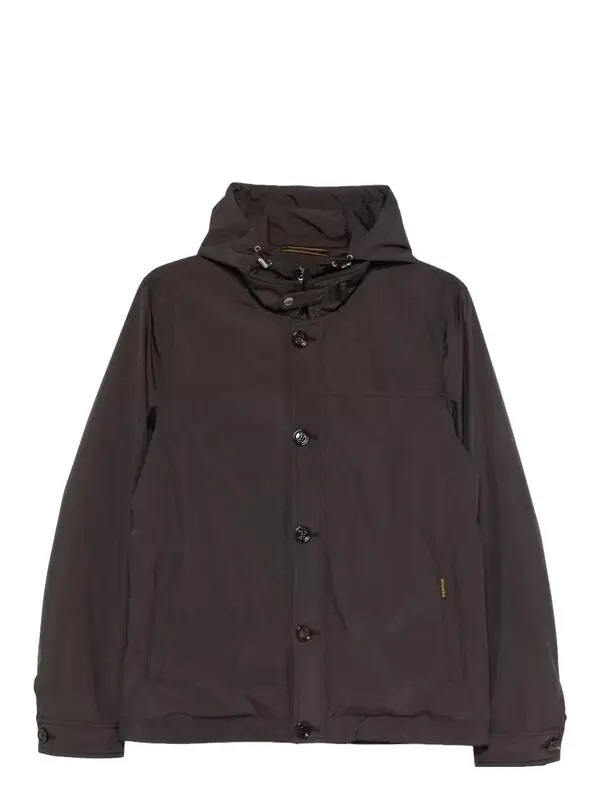 MOORER Button Hooded Jacket - Brown