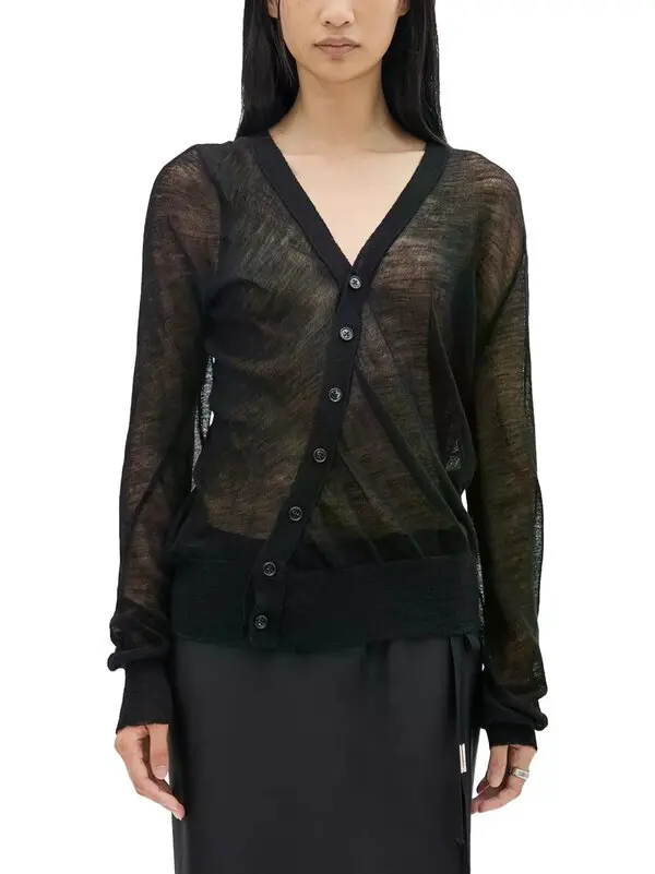 ANN DEMEULEMEESTER Crepe Wool Cardigan - Black