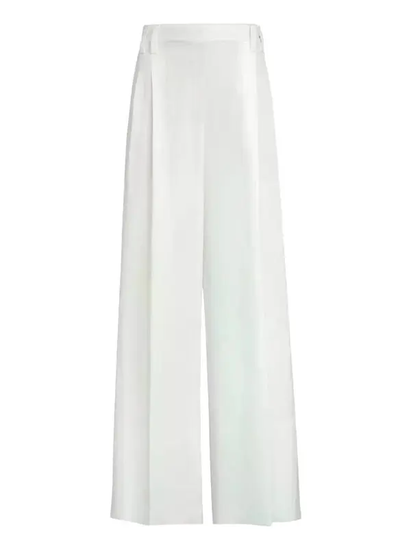 Brunello Cucinelli Wide-leg Fluid Twill Trousers With Monili Detail - White