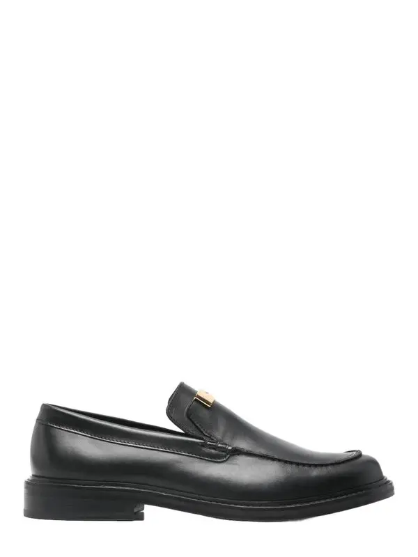 Moschino Logo Leather Loafers - Black