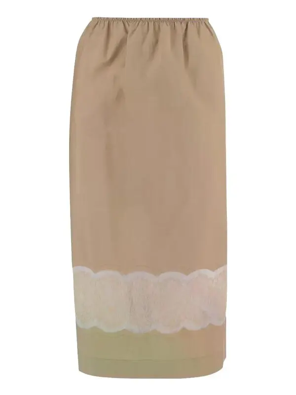 Carven Lace-panel Midi Skirt - Neutrals