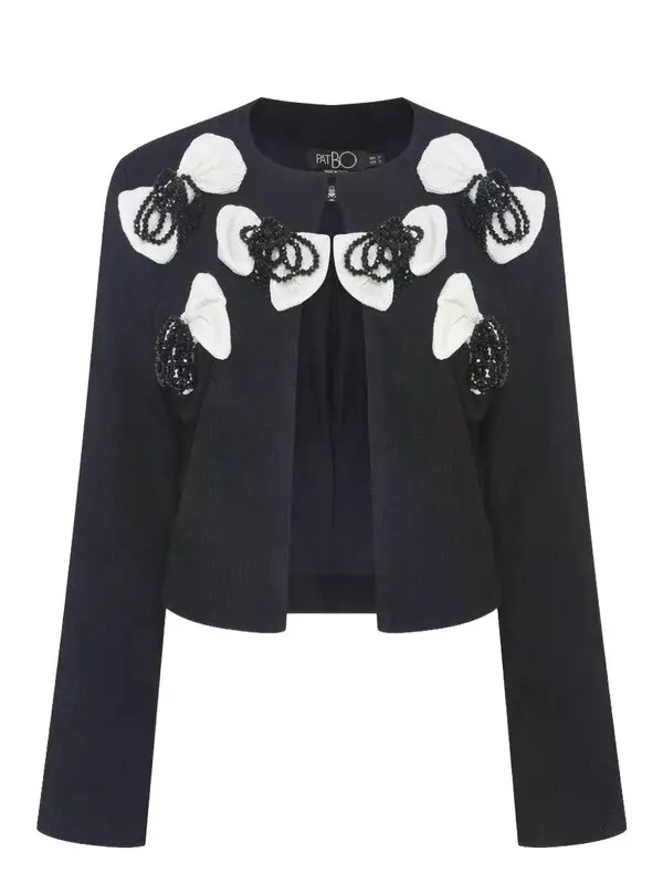 PatBO Grace Beaded-appliqué Jacket - Blue