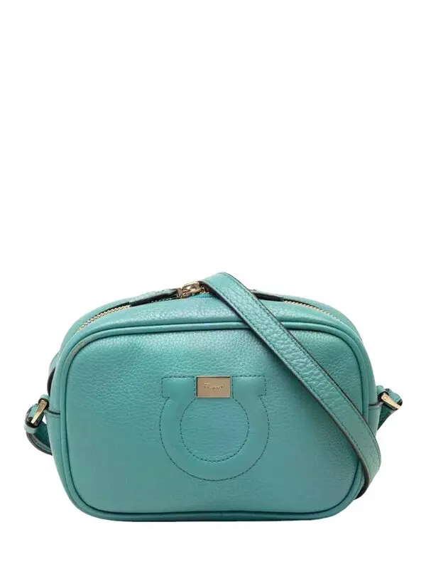 FERRAGAMO Gancini Leather Camera Crossbody Bag - Blue