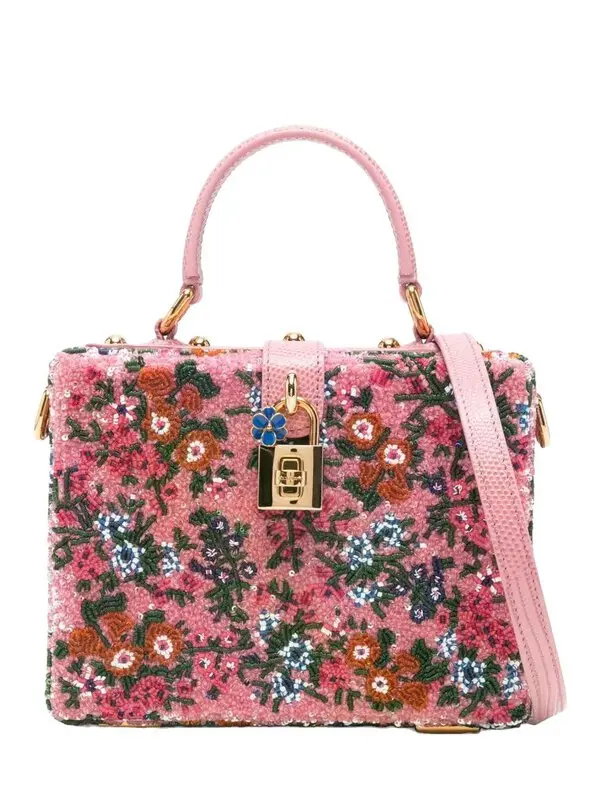 Dolce & Gabbana Floral Padlock Tote - Pink