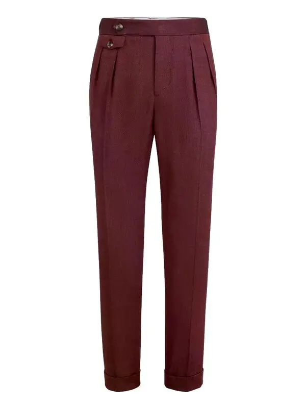 Brunello Cucinelli Linen And Virgin Wool Trousers - Red