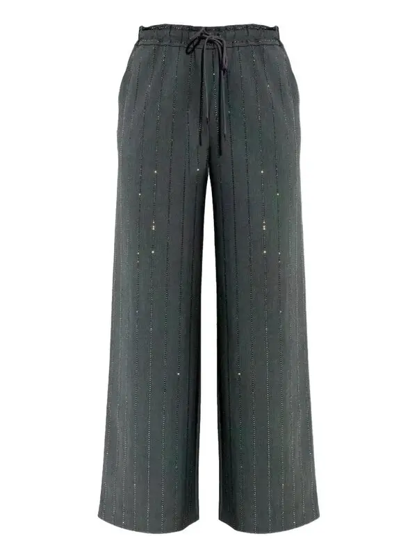 SELF-PORTRAIT Beaded Drawstring Trousers - Grey