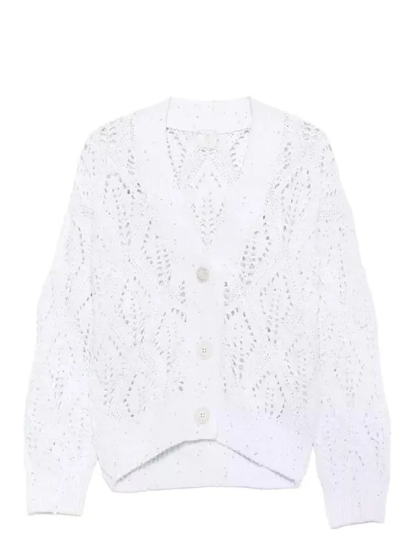 Eleventy Button Knit Cardigan - White