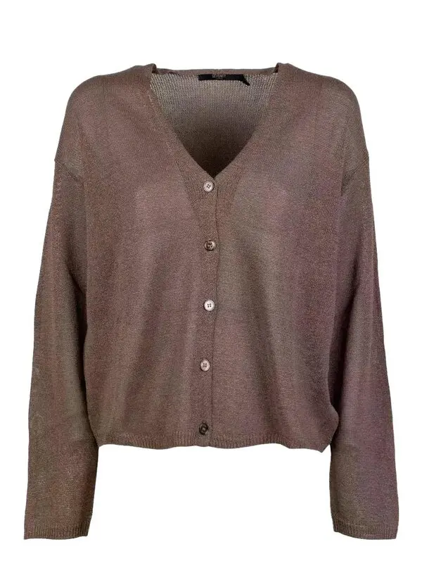 Seventy V-neck Button Cardigan - Brown