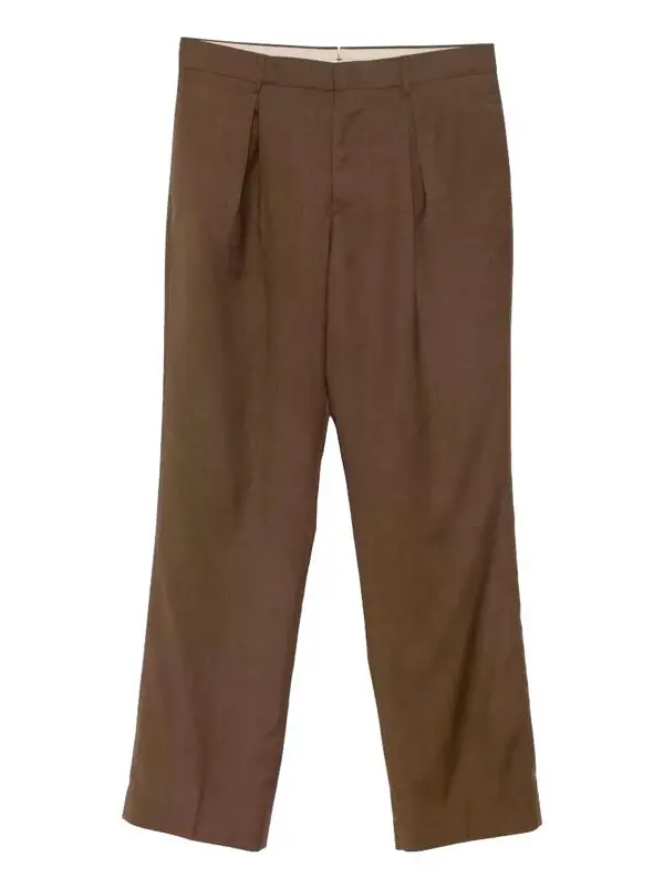 BERWICH Pleated Wool Trousers - Brown