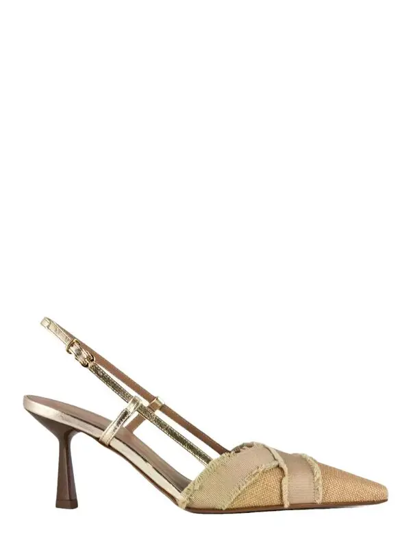 FESTA MILANO Fringed Metallic Leather Sandals - Neutrals