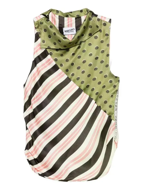 Jean Paul Gaultier Printed Cowl-neck Tank Top - Green