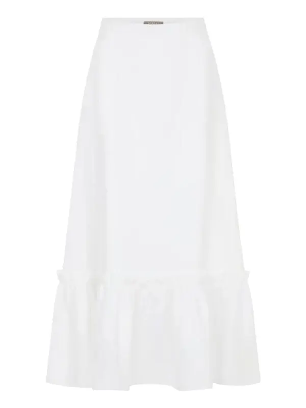 N.peal Linen Skirt With Ruffle Trim - White