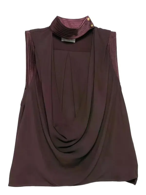 Elisabetta Franchi Cowl Neck Blouse With Button Detail - Brown