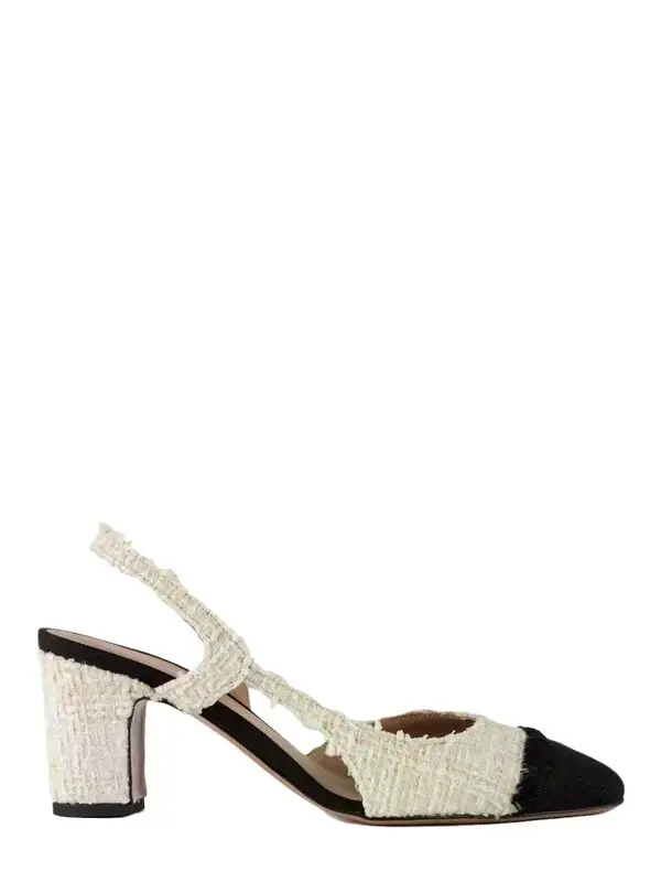 FESTA MILANO Bouclé Fringed Slingback Sandals - Neutrals