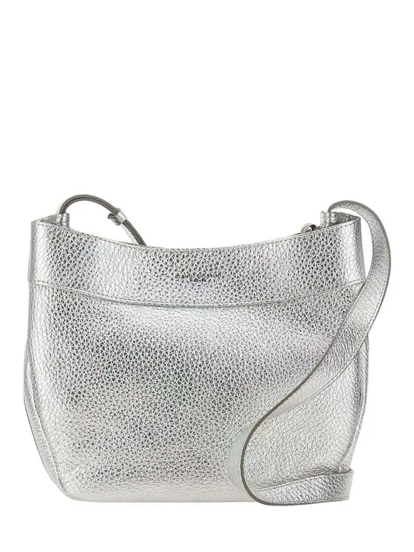 GIANNI CHIARINI Hammered Selena Leather Shoulder Bag - Silver