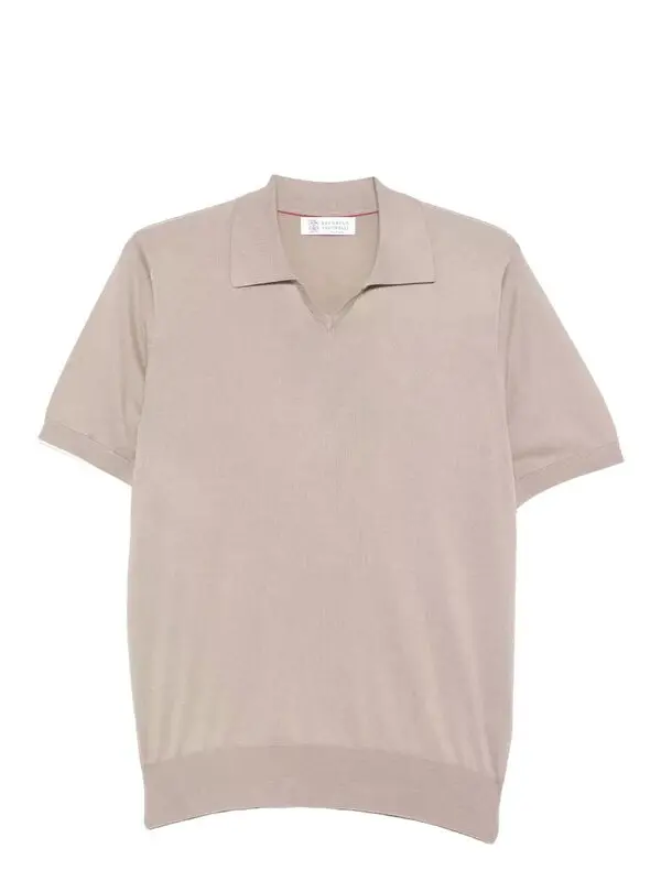 Brunello Cucinelli V-neck Short-sleeve Polo Shirt - Neutrals