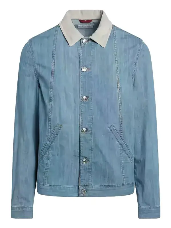 Brunello Cucinelli Contrast-collar Denim Jacket - Blue