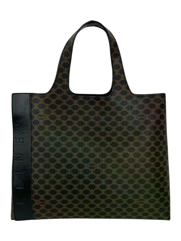 Celine 2001 Macadam Coated Canvas Tote Bag - Black
