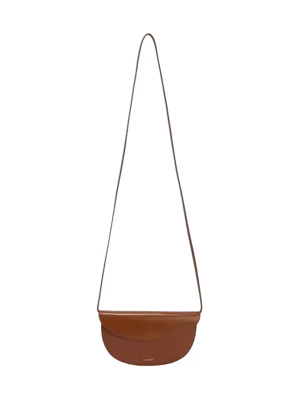 JIL SANDER Curved Leather Crossbody - Brown