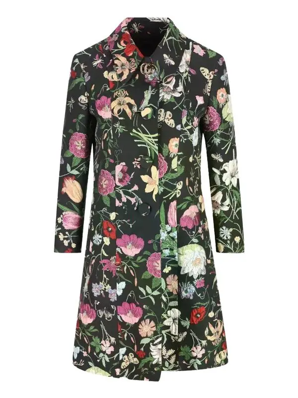 Gucci Printed Flora Coat - Black
