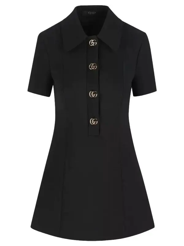 Gucci Wool Double G-detail Mini Dress - Black