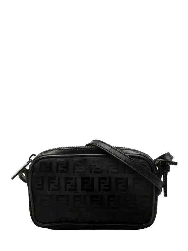 Fendi 2000-2010 Mini Zucchino Canvas Crossbody Bag - Black
